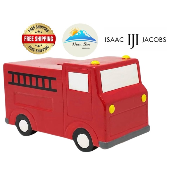 isaac jacob | Accents | Isaac Jacobs Ceramic Red Fire Truck Piggy Bank ...
